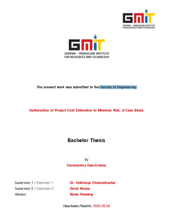 Esan - Optimization of Project Cost Estimation to Minimize Risk: A Case ...